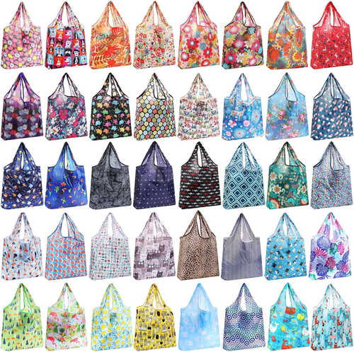40 Pcs Grocery Bags Reusable Shopping Bags Bulk Foldable Kitchen ...