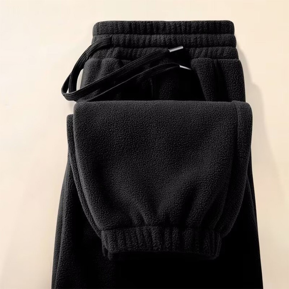 Straight-cut Mens Fleece Pants Granular Fleece Solid Pattern Regular ...