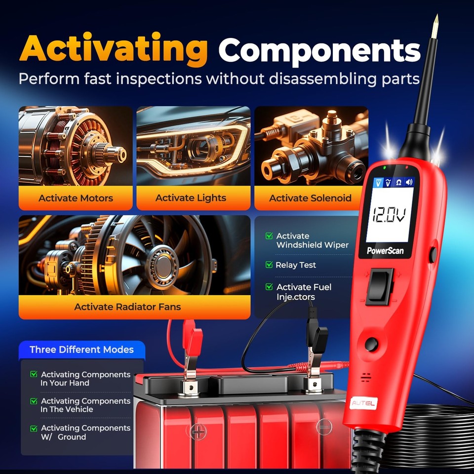 Autel PowerScan PS100 Automotive Circuit Tester 2.0, 12-24V Power ...