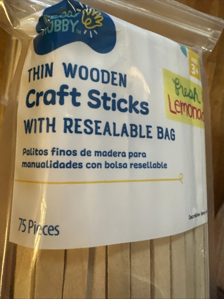 (LOT OF 4) 75 Thin Wooden Craft Sticks 5.75"x.27"x.08" Resealable ...