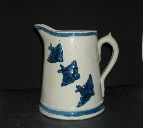 EXC. Vibrant White Hall Pottery Illinois 3 Blue Birds Pitcher Salt ...