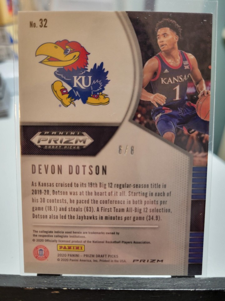 Devon Dotson Rookie Choice Green 8/8 2020-21 Panini Prizm Draft ...