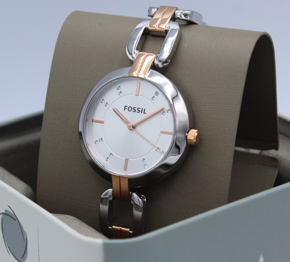 Fossil Kerrigan Crystals Rose Gold Silver Women's BQ3341 Watch | eBay