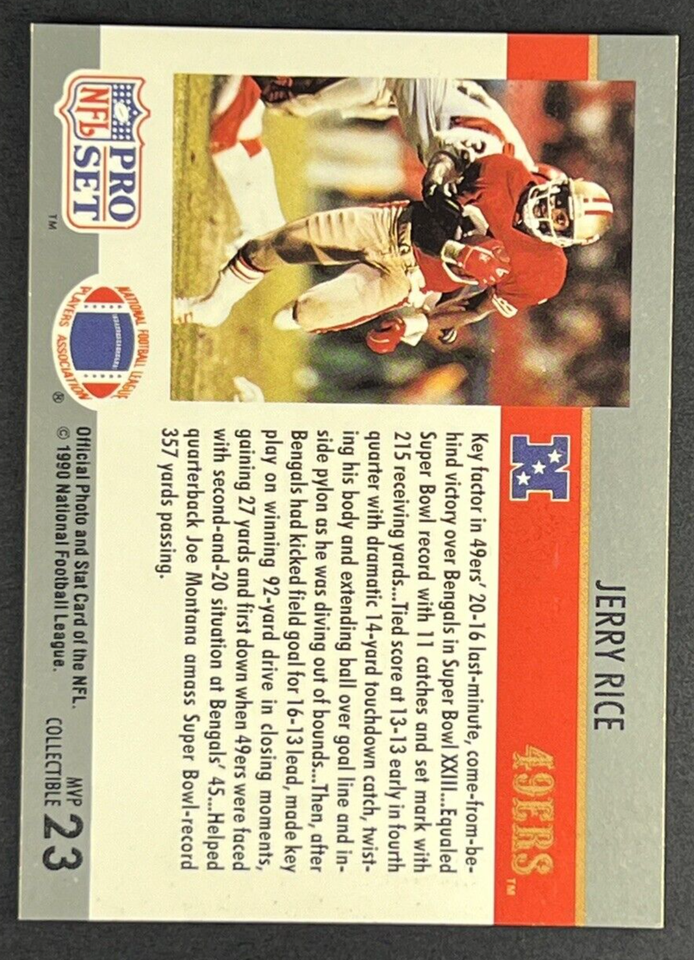 Jerry Rice 1990 Pro Set - Super Bowl MVP Collectibles #23 San Francisco ...