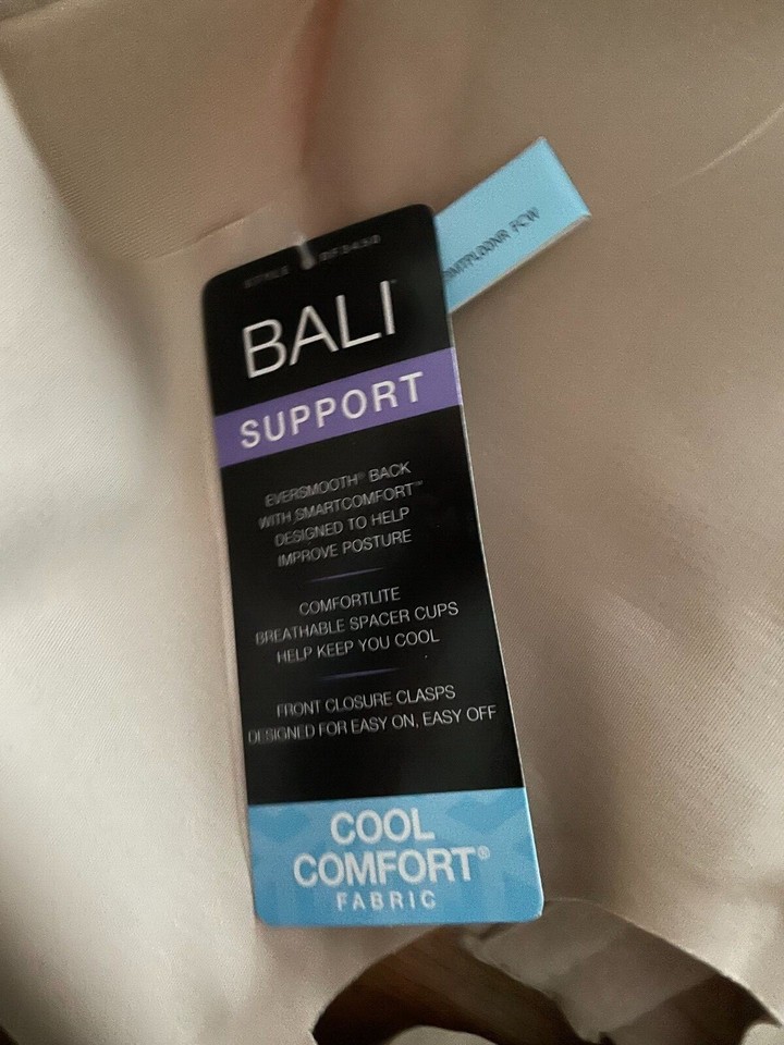 New Bali Black DF3450 Front Close Support Cool Comfort Bra 36D MSRP $48 ...