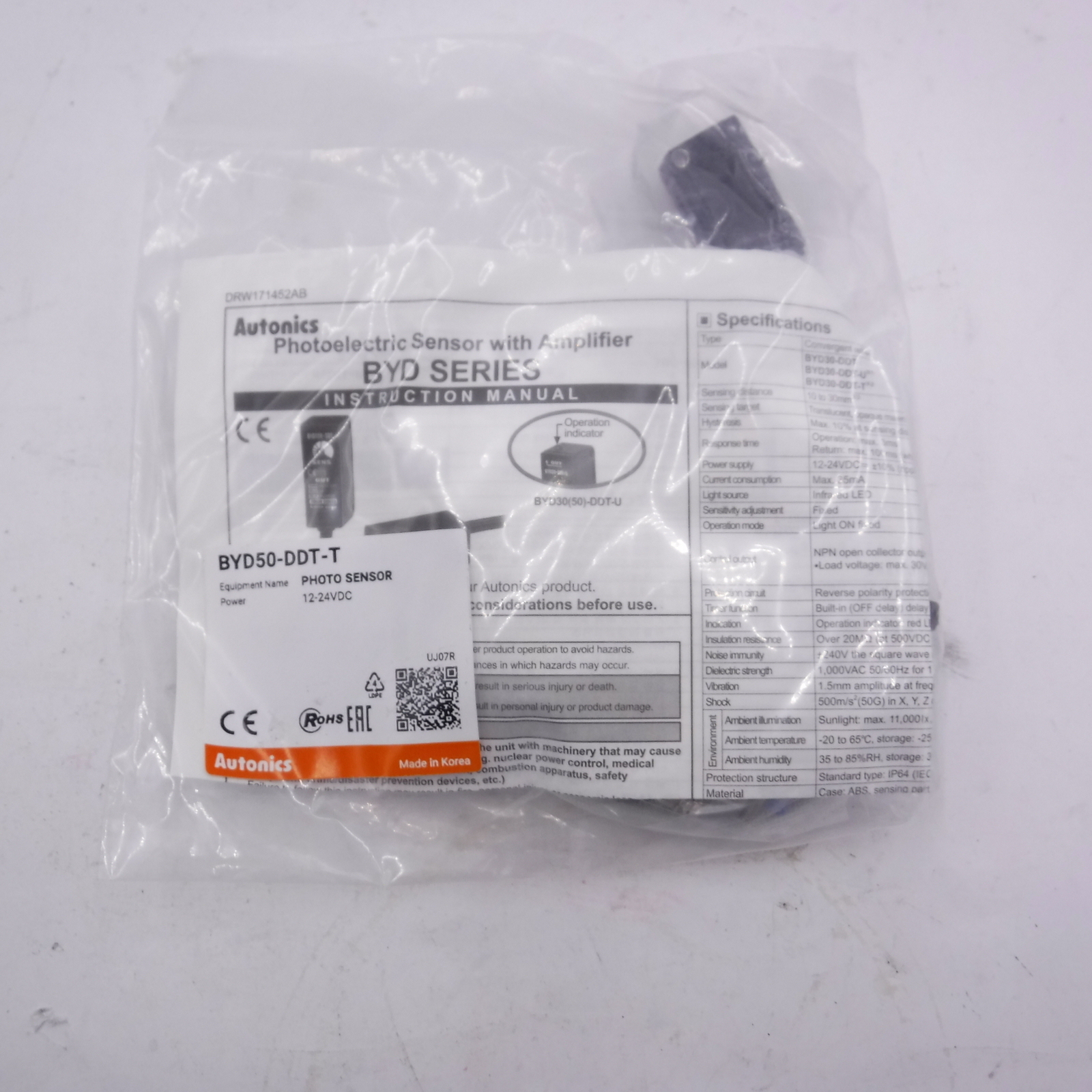 Autonics Photoelectric Sensor With Amplifier BYD50-DDT-T 12-24VDC | eBay