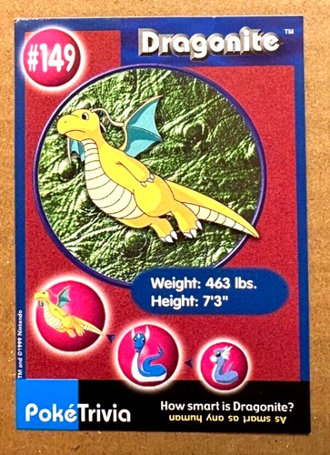 1998 Pokemon Trivia #10 Burger King Mewtwo Strikes Back Omastar Movie ...