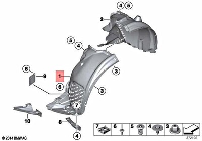 BMW OEM 11-16 X3-Front Fender Liner Splash Shield Right 51717213642 | eBay
