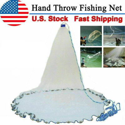 Fishing Cast Net 4FT Bait Easy Throw Hand Cast Strong Nylon Mesh 3/8in ...