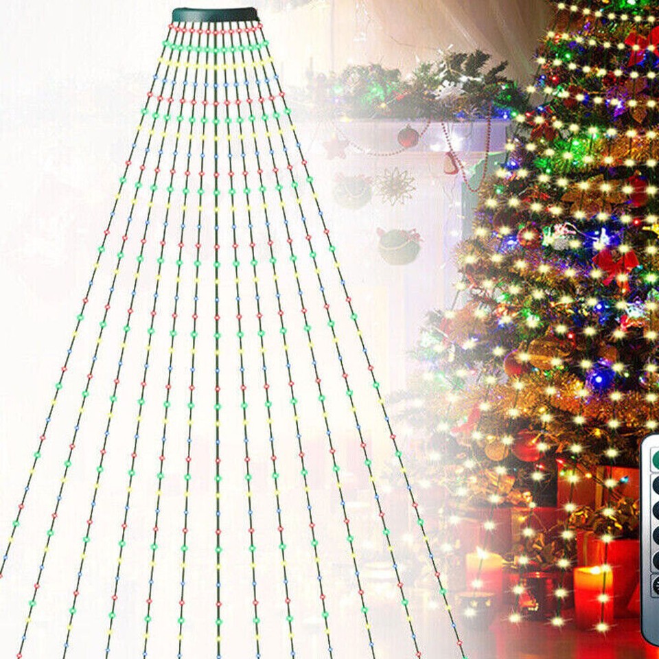 320LED Christmas Tree Waterfall Light Fairy String Outdoor Waterproof ...