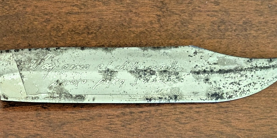Mexican Bowie Knife 8", Eagle Head, Etched Blade, Vinyl Sheath | eBay