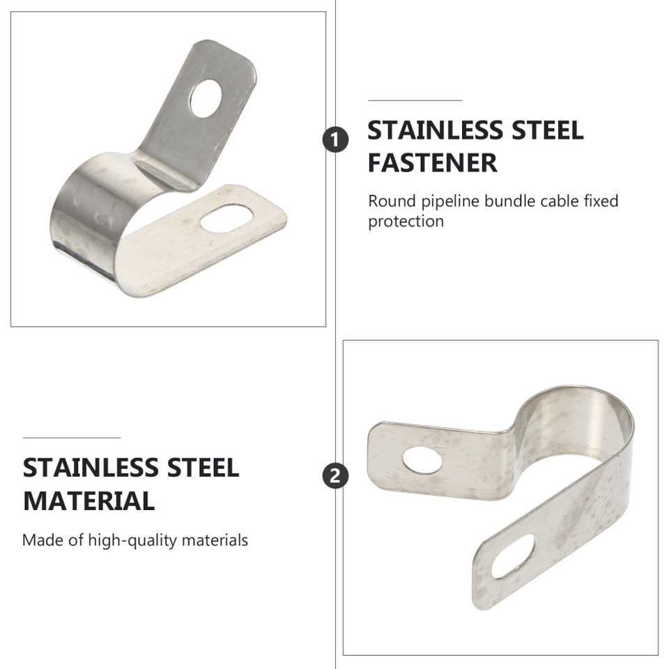 2 Pieces Cable Fasteners Type Clamp Metal Stainless Steel Wire Clips ...