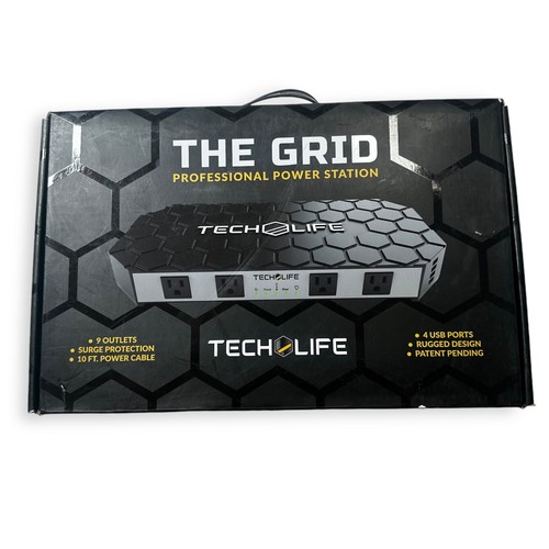 Tech Life Power Strip 9 Outlet Power Station 4 USB Port Surge Protector ...