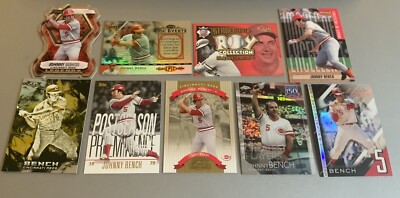 JOHNNY BENCH INSERT , SERIAL NUMBERED, SHORT PRINT BASEBALL CARD LOT (9 ...