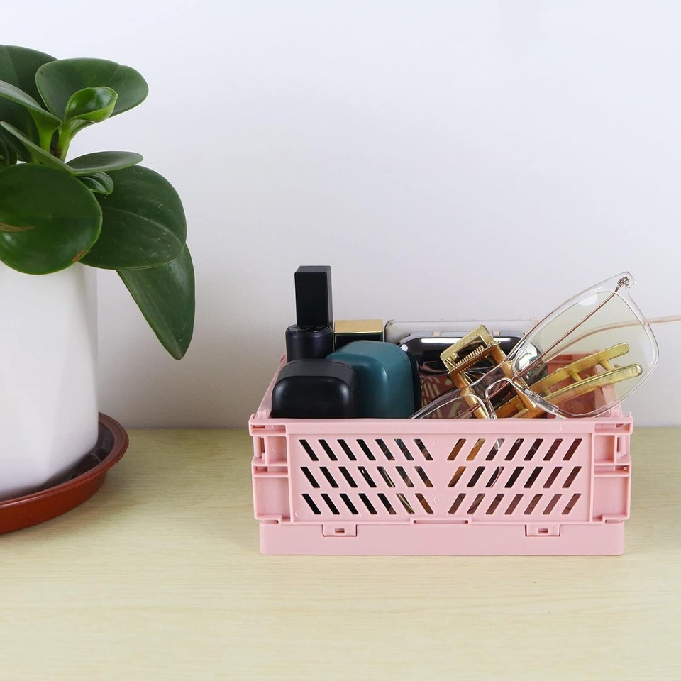 Tixill 2-Pack Mini Foldable Plastic Baskets for Organizing 5.9x3.8x2.2 ...