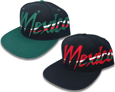 Mexico Snapback Hat Large High-Def 3D Text Embroidery Flatbill Baseball ...