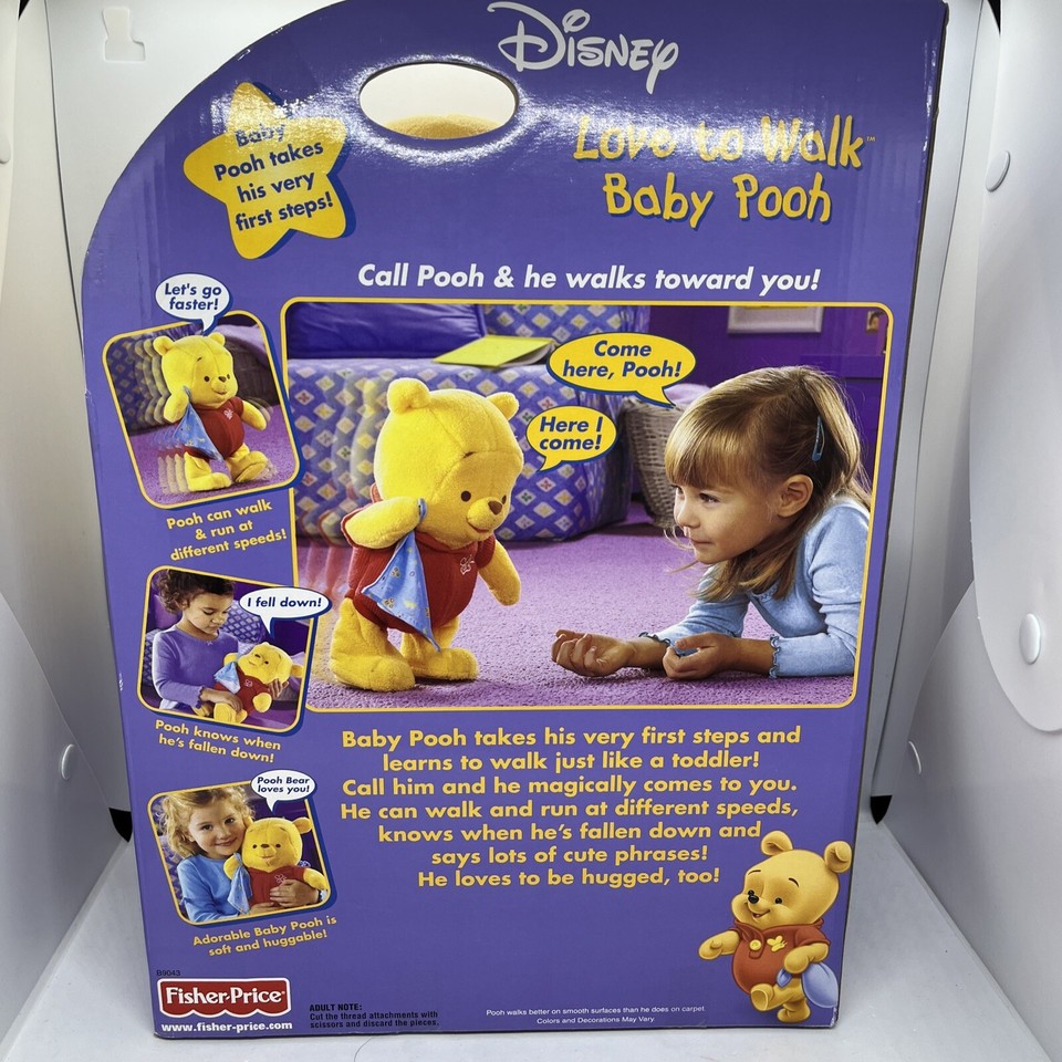 Vintage New Fisher Price Love to Walk Baby Pooh Bear. Plays Sounds And ...