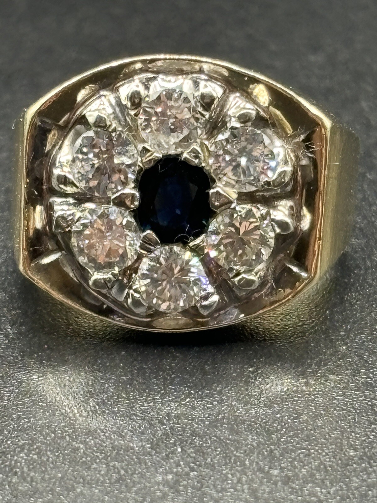 MENS DIAMOND RING. SOLID 14K GOLD RING WITH A .75 BLU… - Gem