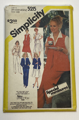 Simplicity 1980’s Pattern #5215 Women’s Half Sizes 20-22-24 Uncut FF | eBay