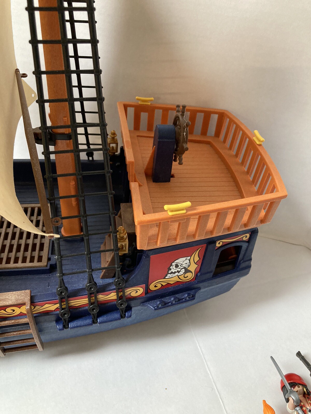 Playmobil Pirate Ship Lot 5778 Blue Ship + 10 Figures + Cannons ...