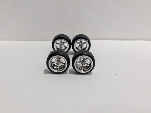 1/64 Scale 10.8mm Chrome 5 Spoke Real Rider Style Wheels and Tires | eBay