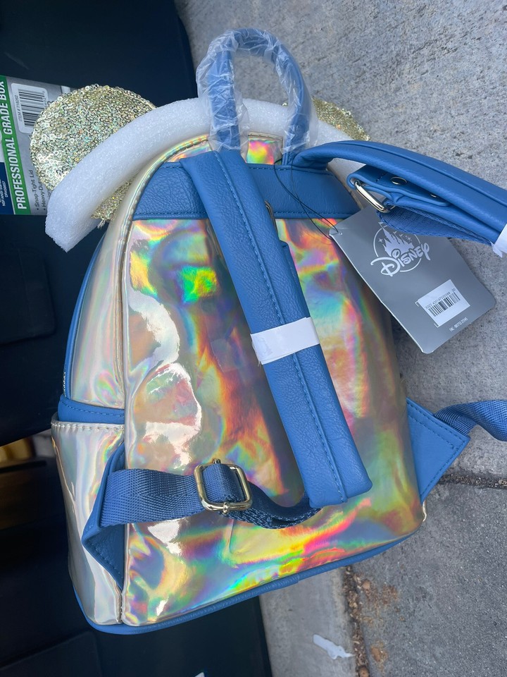 Disney Loungefly 50th Anniversary Minnie Gold Navy Iridescent Shimmer ...