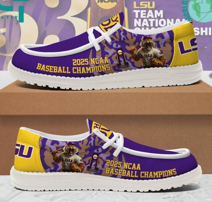 LSU Tigers 2025 College National Champions Loafer Shoes Hey Dude Shoes ...