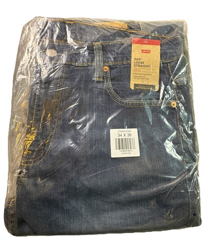 Levis 569 Jeans Mens 34X36 Blue Loose Straight Leg Mid Rise Baggy Skate ...