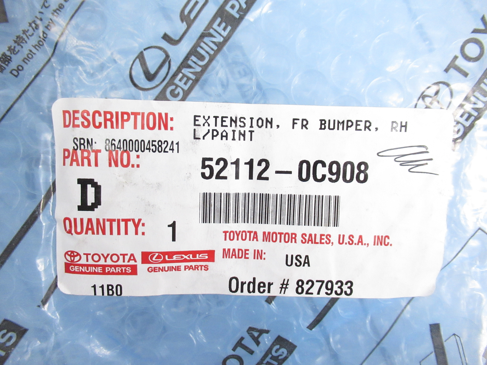 Genuine OEM Toyota 52112-0C908 Passenger Front Bumper Extension End 14 ...