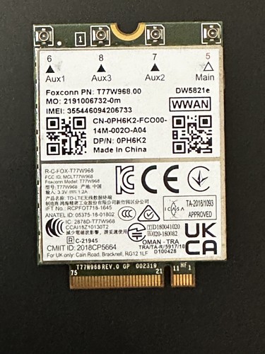 Dell Latitude 5420 5424 7424 T77W968 DW5821e Snapdragon X20 LTE PH6K2 ...