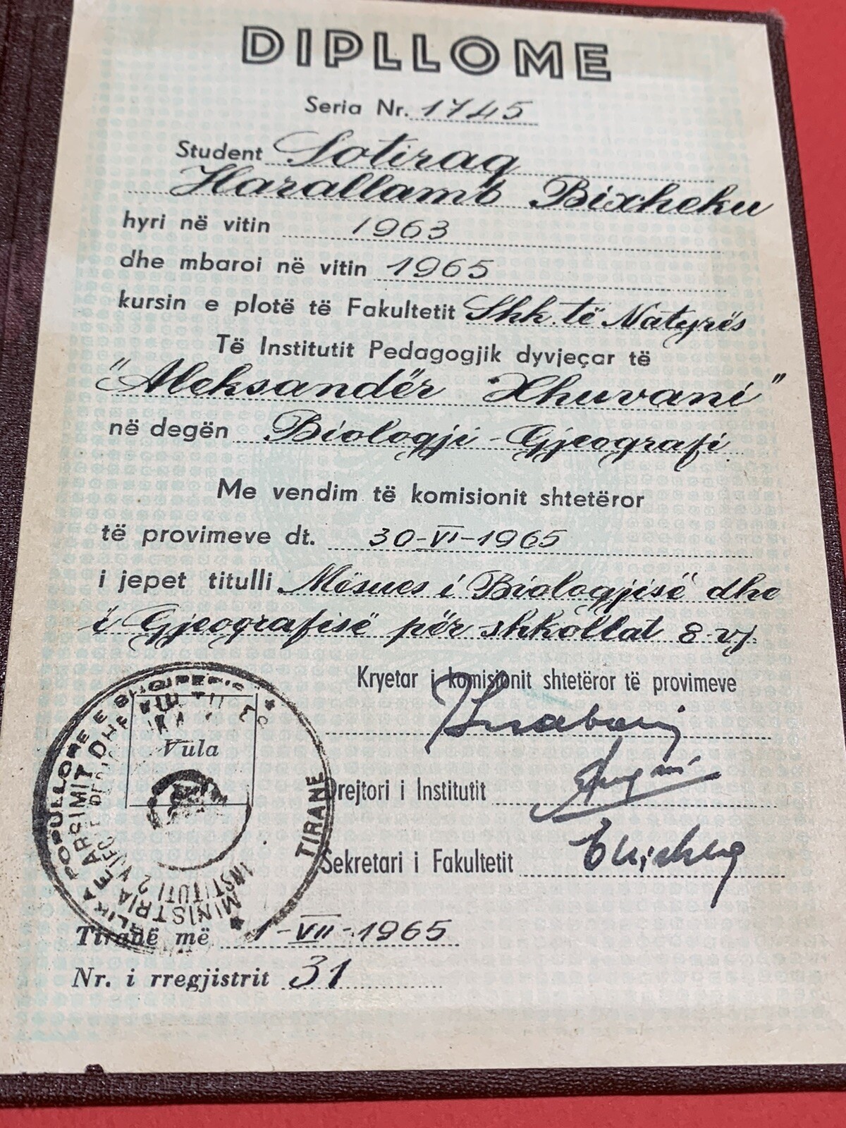 RARE ALBANIAN DOCUMENT DIPLOMA RECEIPT COMMUNISM TIME YEAR 1965 | eBay