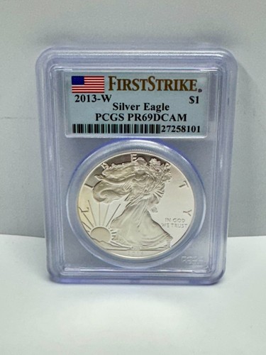 2013 W PROOF SILVER EAGLE PCGS PR69 DCAM FLAG FIRST STRIKE LABEL | eBay