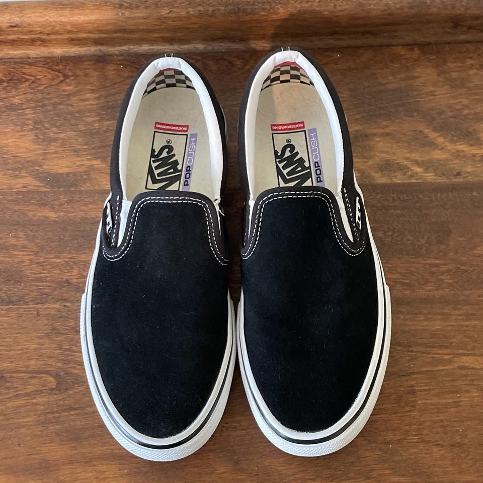 VANS Skate Slip-On Shoes Black Suede Pop Cush Men's 8. - MINT | eBay