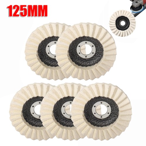 5Pcs 5" 125MM Wool Flap Felt Disc Polihsing Buffing Wheel For Angle ...
