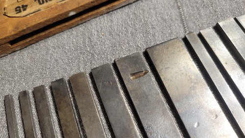 Set of Antique STANLEY No. 45 COMBINATION PLANE IRONS in Original box ...