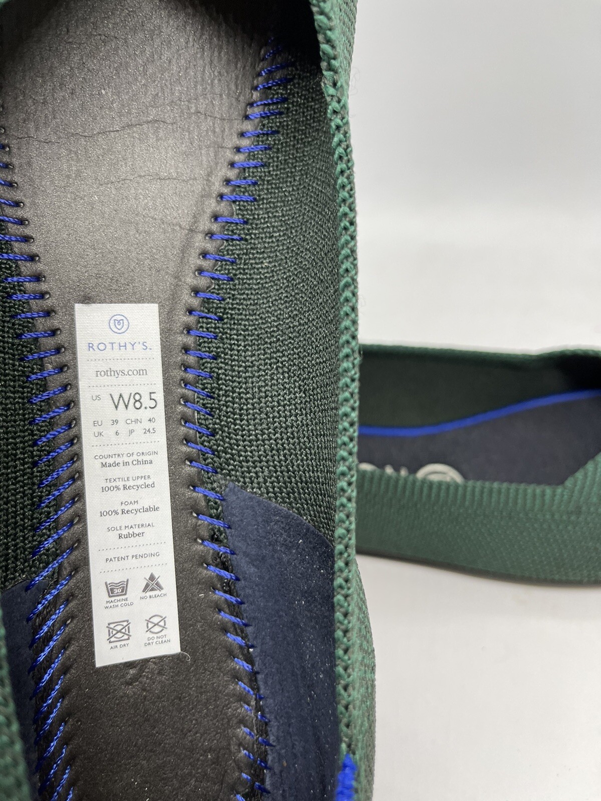 RARE MINT Rothys The Flat Retired Women US 8.5 Green … - Gem