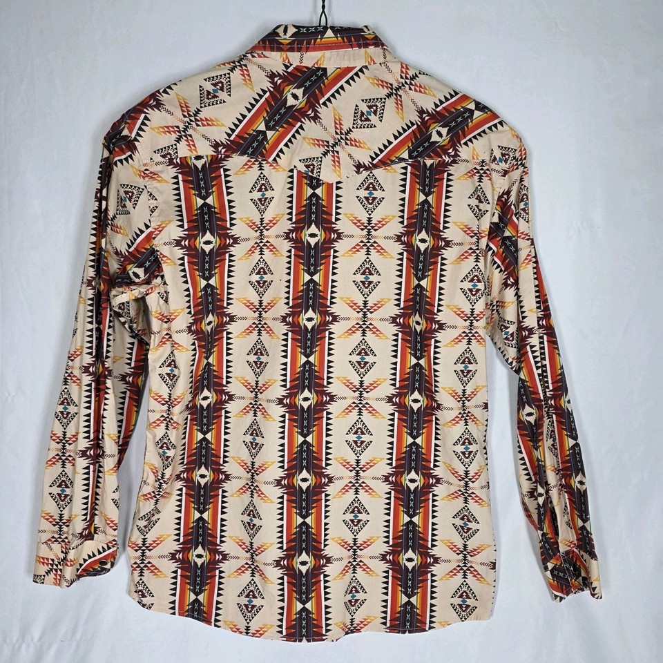 ROCK & ROLL Denim Women’s XL Aztec Print Western Shirt Pearl Snaps ...