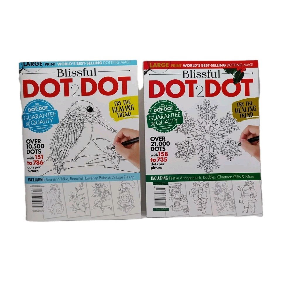2 Blissful Dot 2 Dot Magazines Over 21,000 Dots Large Print Easy Read ...