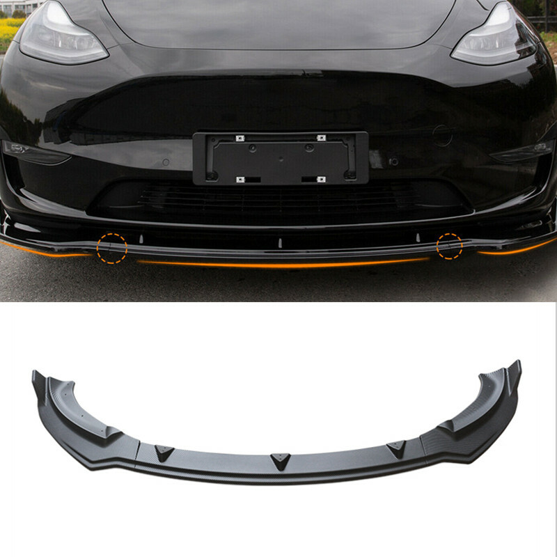 For 20-24 Tesla Model Y Front Bumper Lip Splitter 3PCS Matte Carbon ...