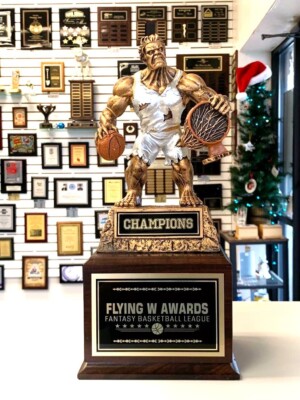 FANTASY BASKETBALL TROPHY 16 YEARS PERPETUAL NEW LARGE FOOTBALL MONSTER ...