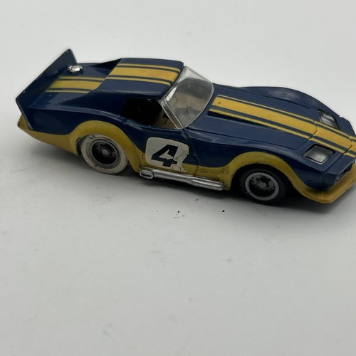 Vintage Tyco Chevy Corvette Yellow & Blue HO Slot Car Curve Hugger Runs ...