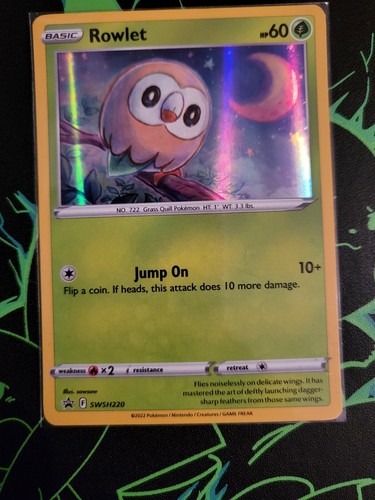 Rowlet SWSH220 Holo Ultra Rare Promo Sowrd and Shield Pokemon Card | eBay