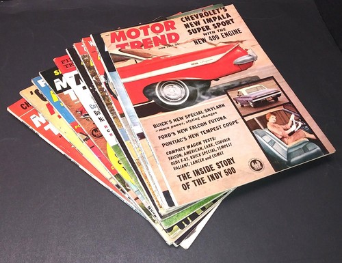 Vintage auto magazine lot 10 MOTOR TREND 1961 muscle stock cars Impala ...