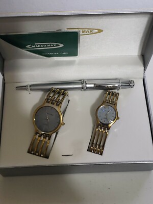 Marco Max Matching His & Hers Watch Box Set Quartz Silver & gold two ...
