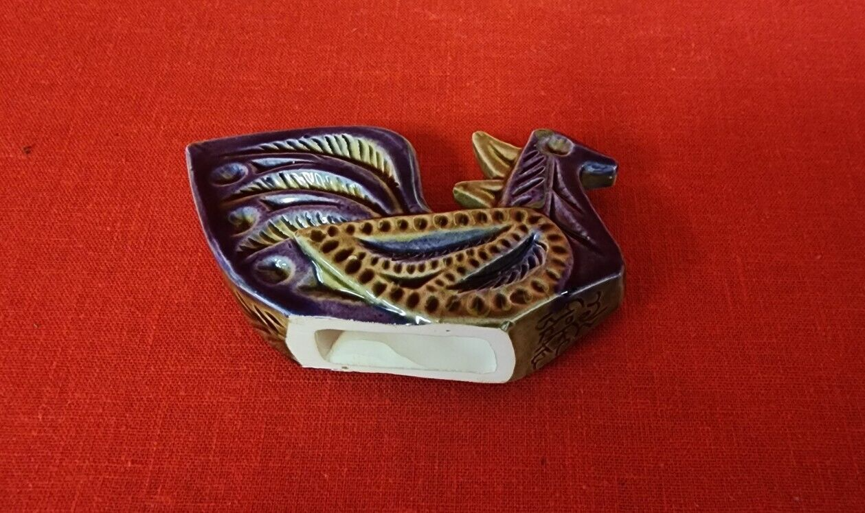 RARE Gofer Israel Ceramic Pottery Blue Abstract Bird ~2.5”x4.25” | eBay