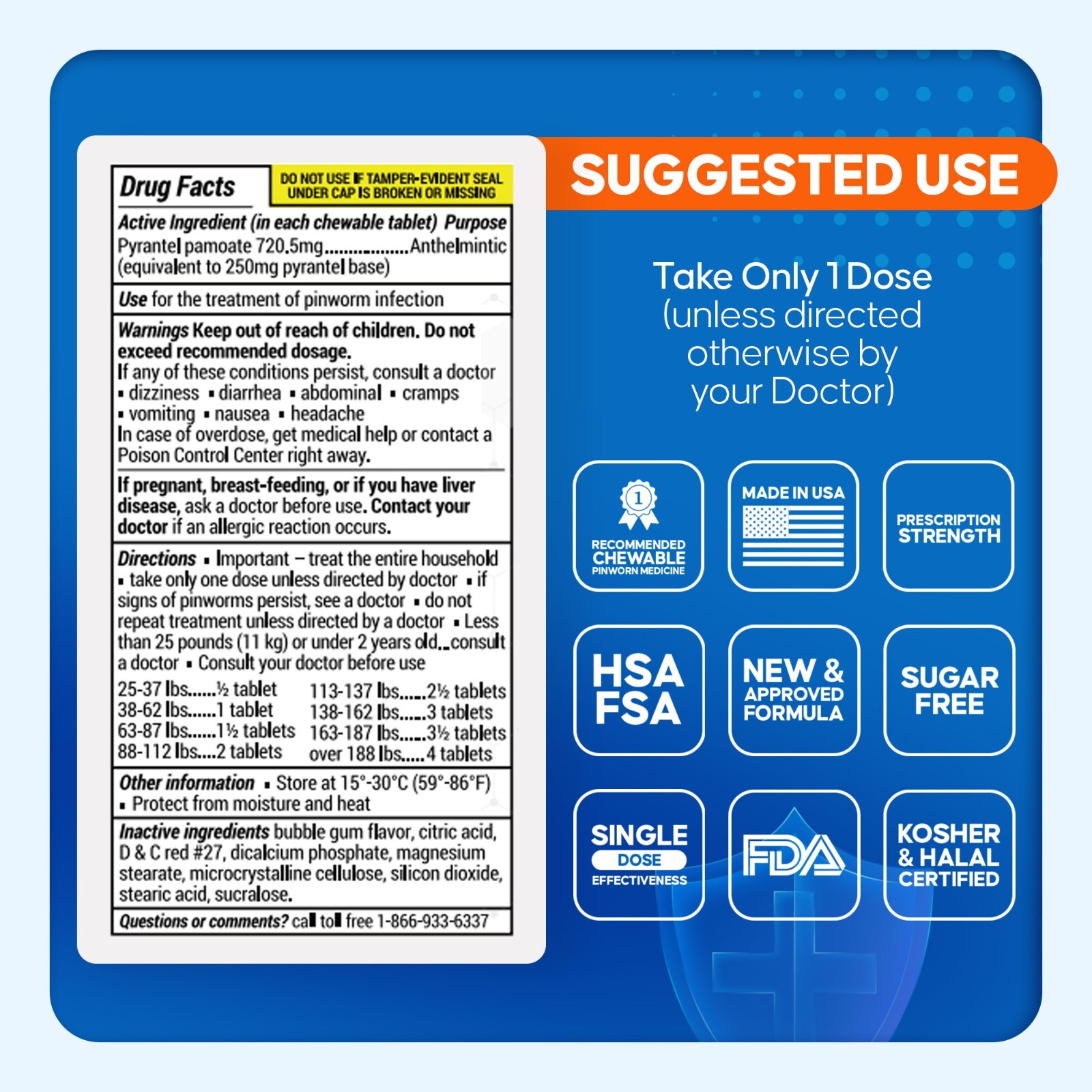 PIN RID Pinworm Treatment, Pyrantel Pamoate 250 mg - 24 Chewable ...