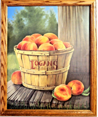 BASKET PEACHES PICTURE LOGANS FRUIT CO. FRAMED PRINT 16X20 | eBay