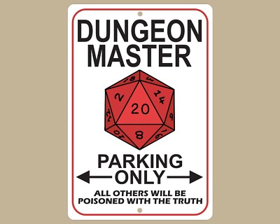 DnD Dungeon Master Parking Sign, Fantasy Roleplaying RPG Game Room ...