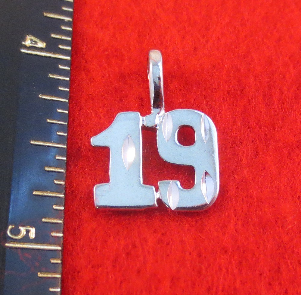14KT WHITE GOLD PLATED NUMBER "19" DIAMOND CUT CHARM | eBay