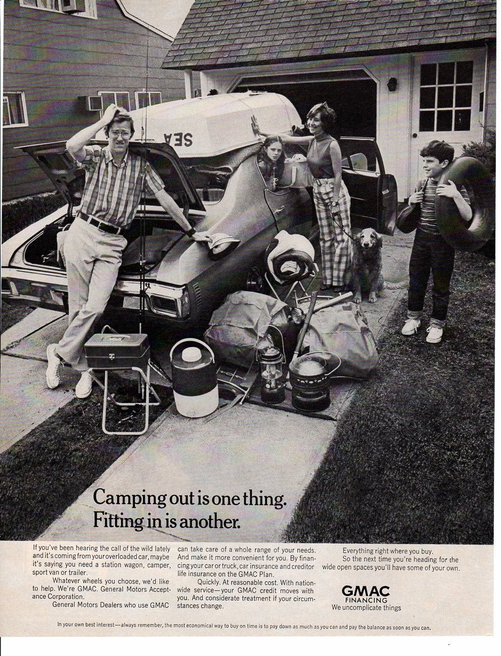Vintage advertising print Car General Motors GMAC Plan Camping Out ...